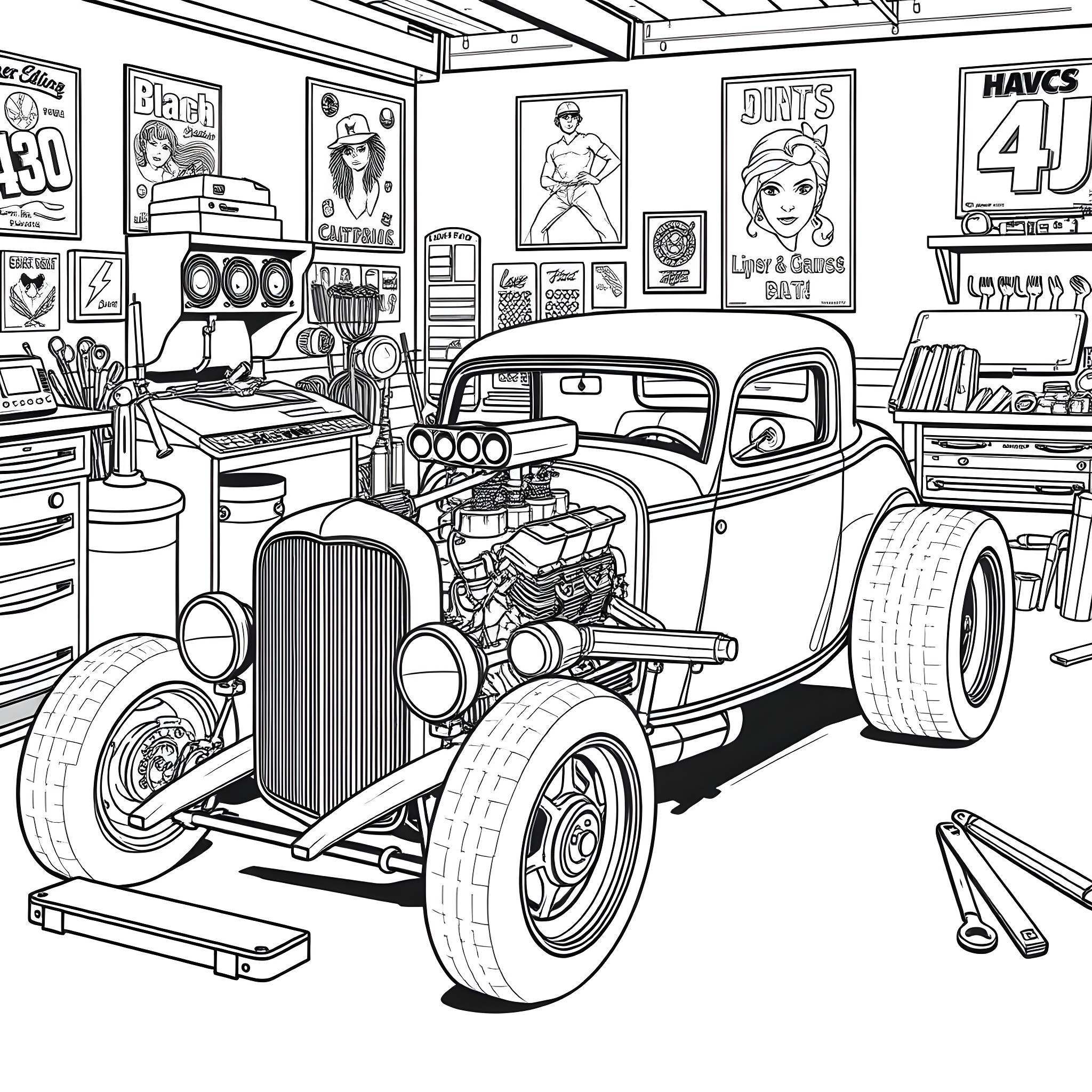 16 Best Hotrod Coloring Pages (Free Printable PDFs)
