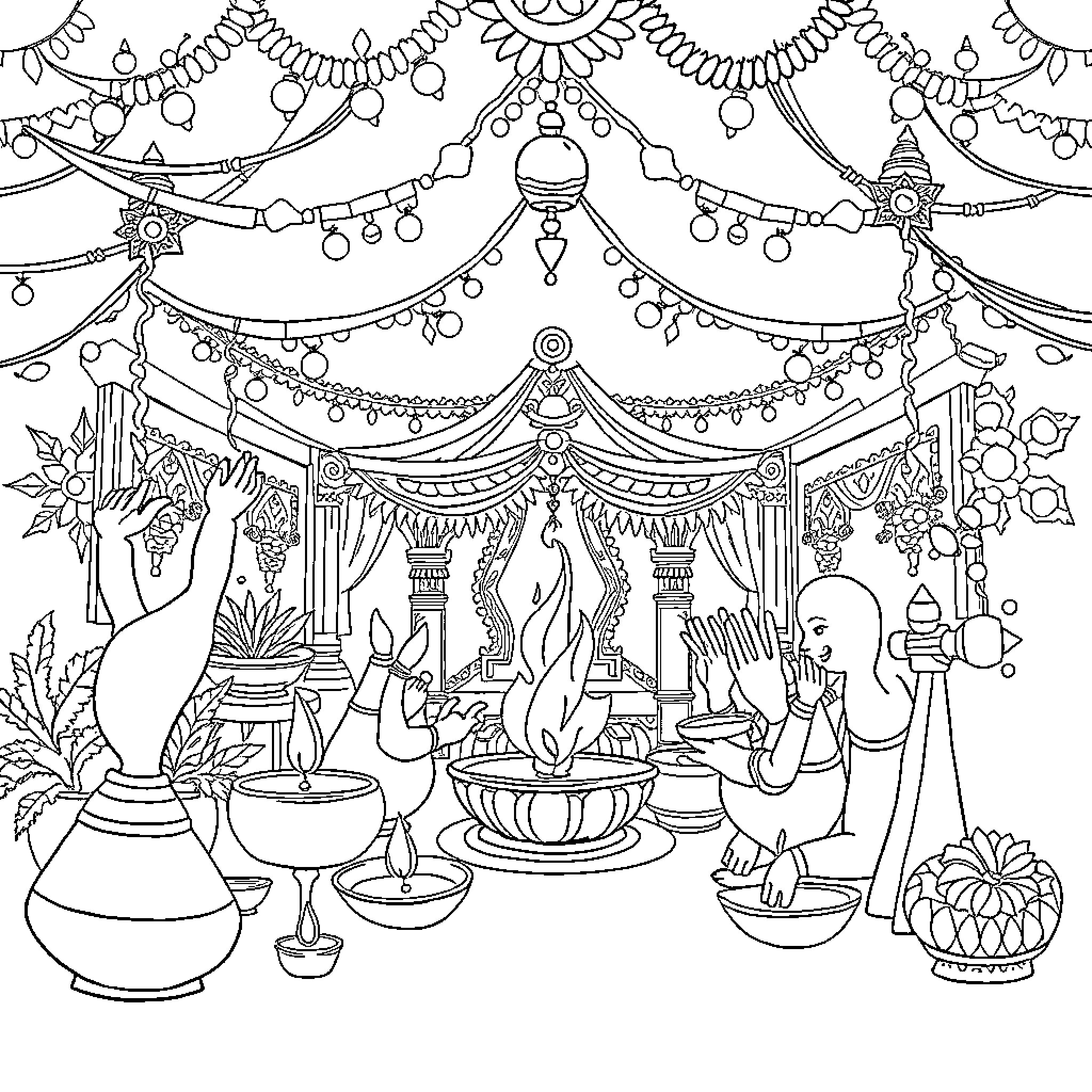 Best Diwali Coloring Pages (Free Printable PDF)