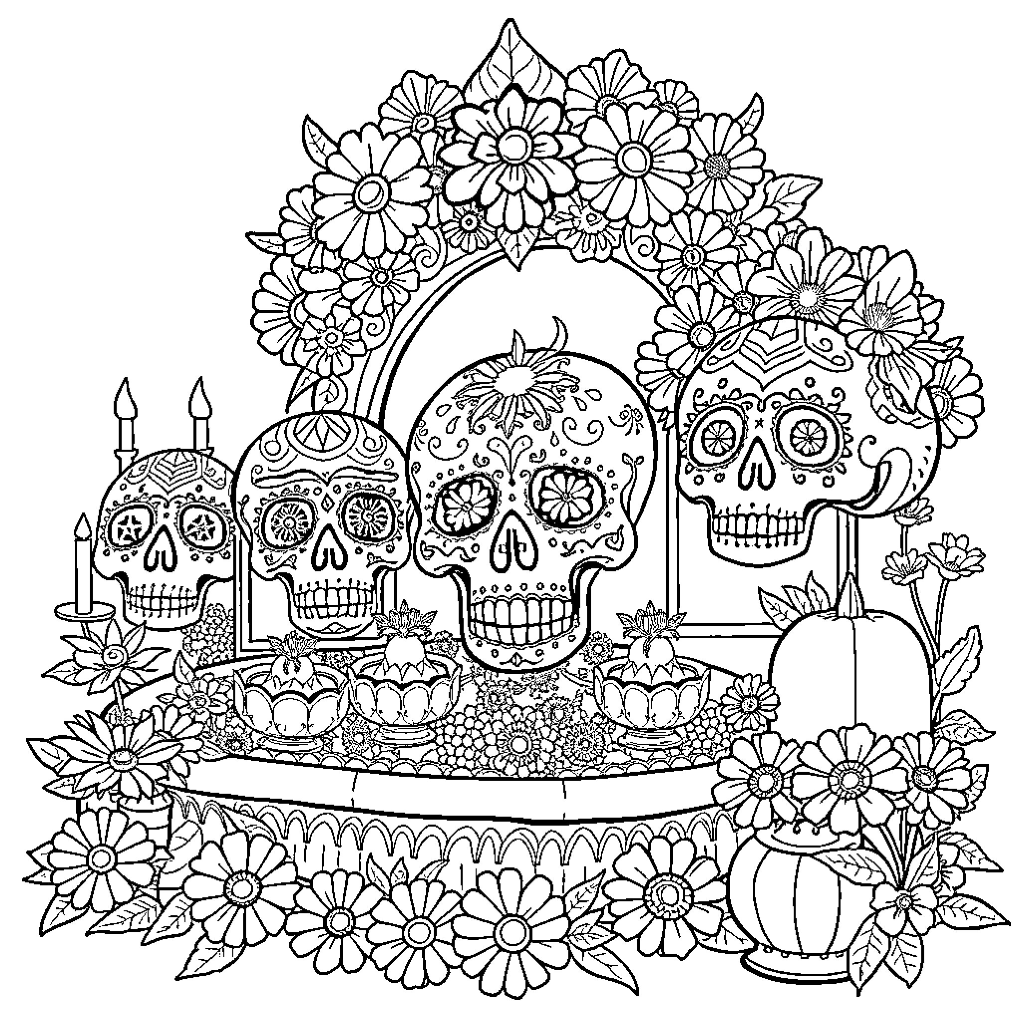 Best Day of the Dead Coloring Pages (Free Printable PDF)