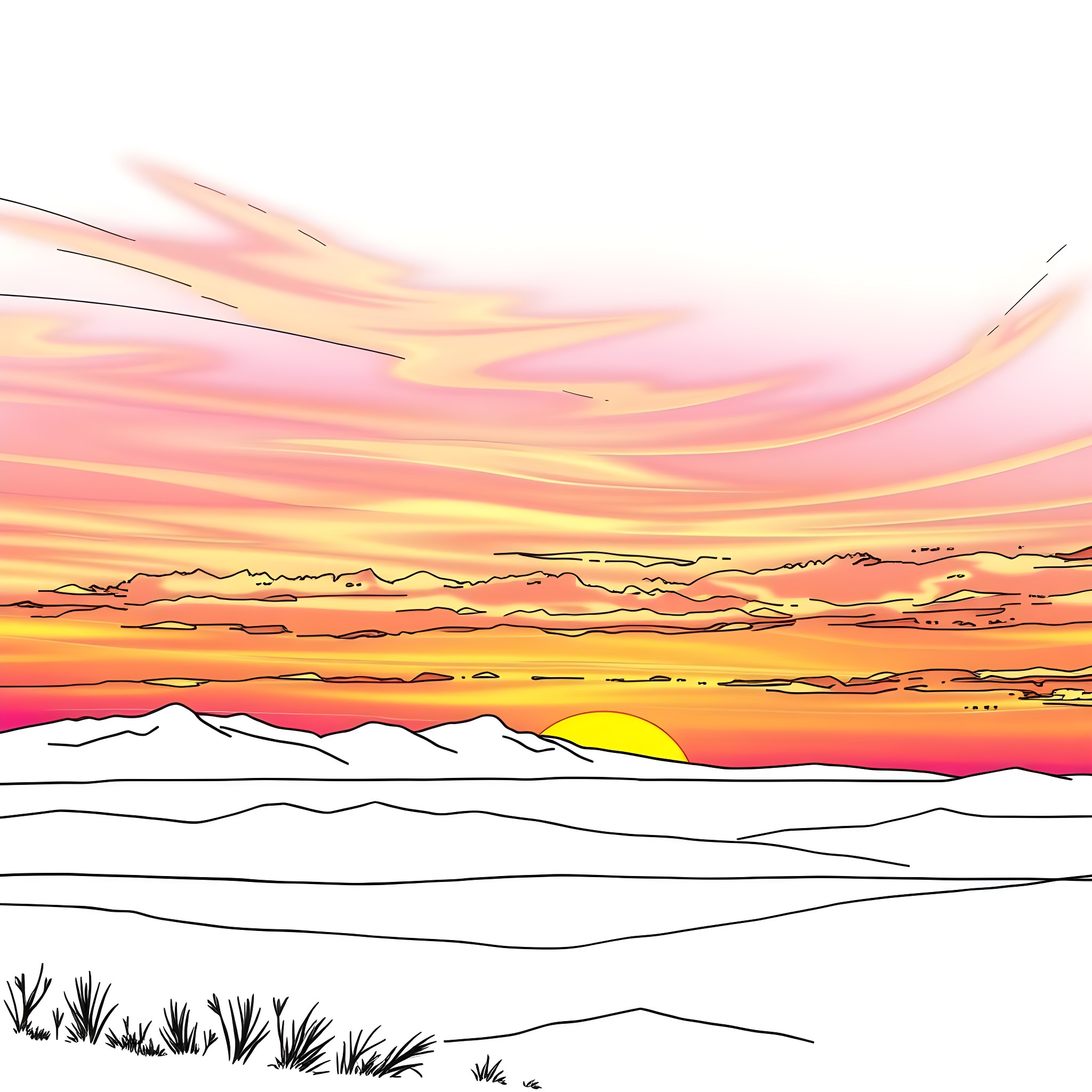 109 Best Sunset Coloring Pages (Free Printable PDFs)