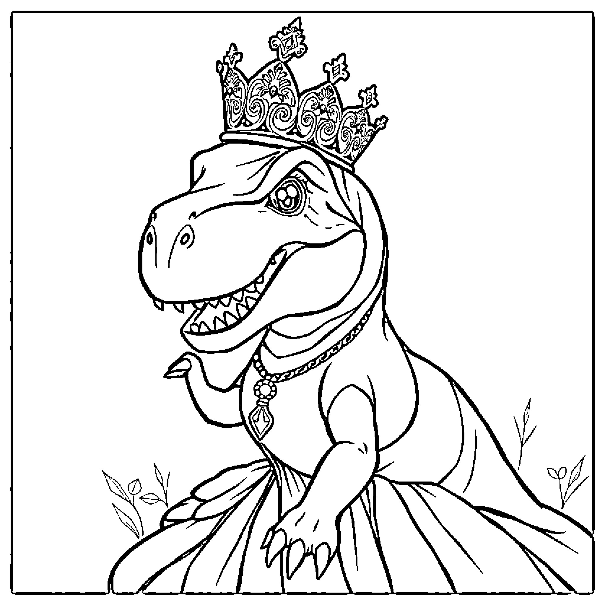 Best Princess T-Rex Coloring Pages (Free Printable PDF)