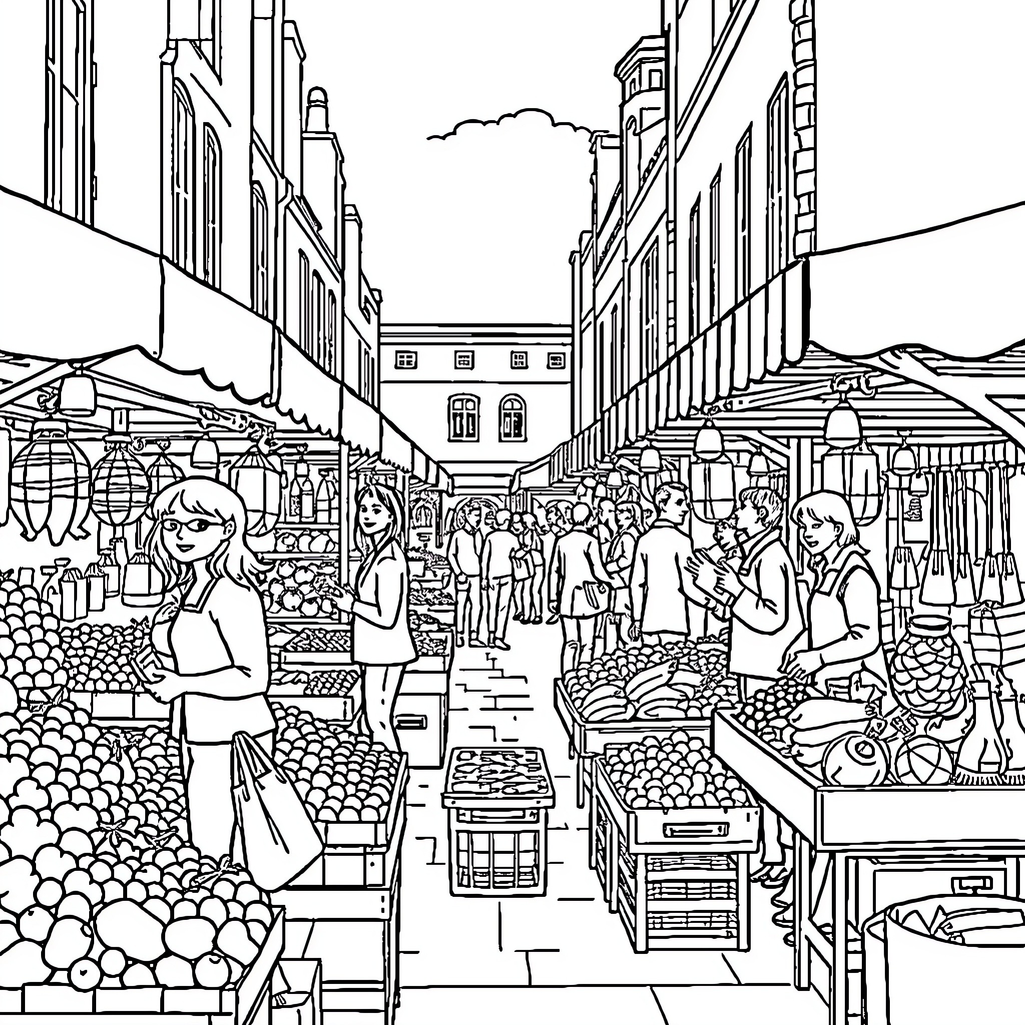 Best Market Coloring Pages (Free Printable PDF)