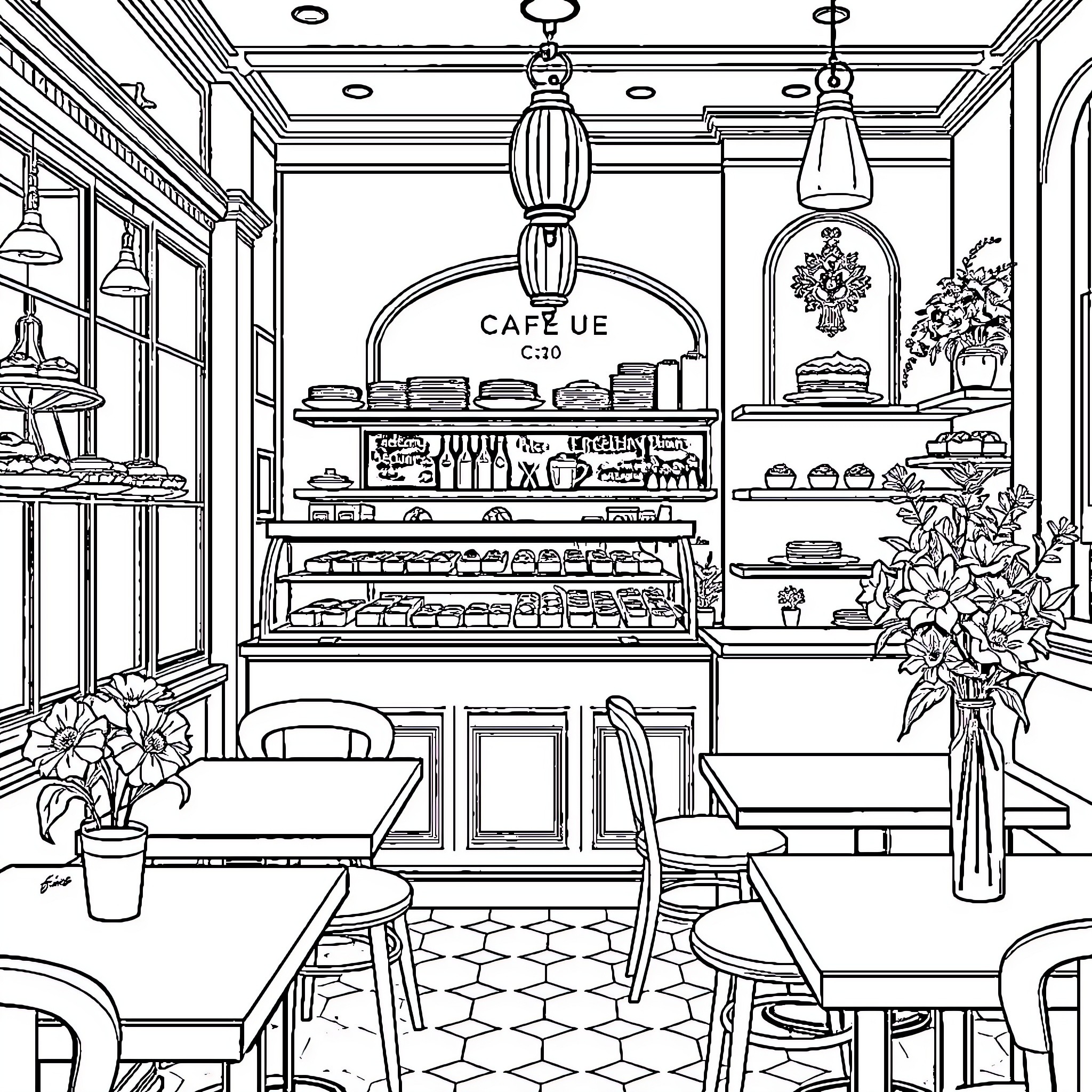 Best Cafe Coloring Pages (Free Printable PDF)