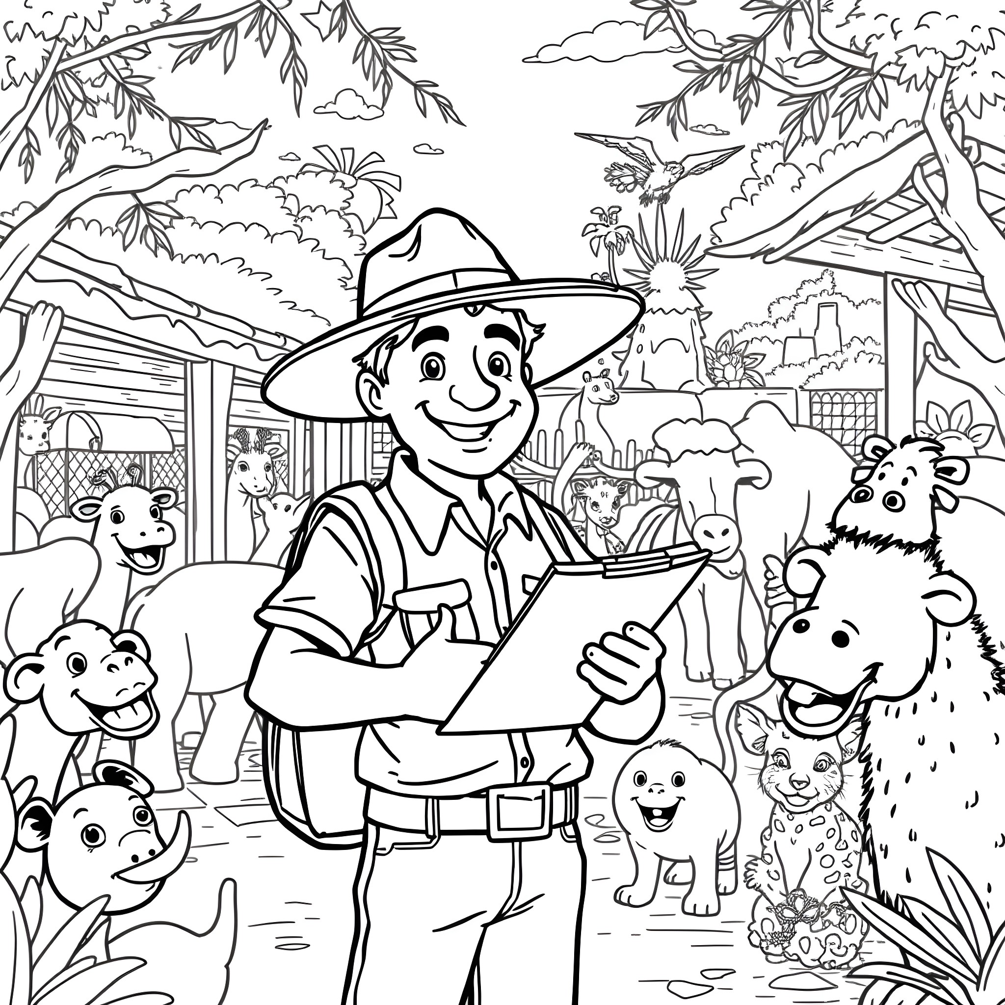 30 Best Zookeeper Coloring Pages (Free Printable PDFs)