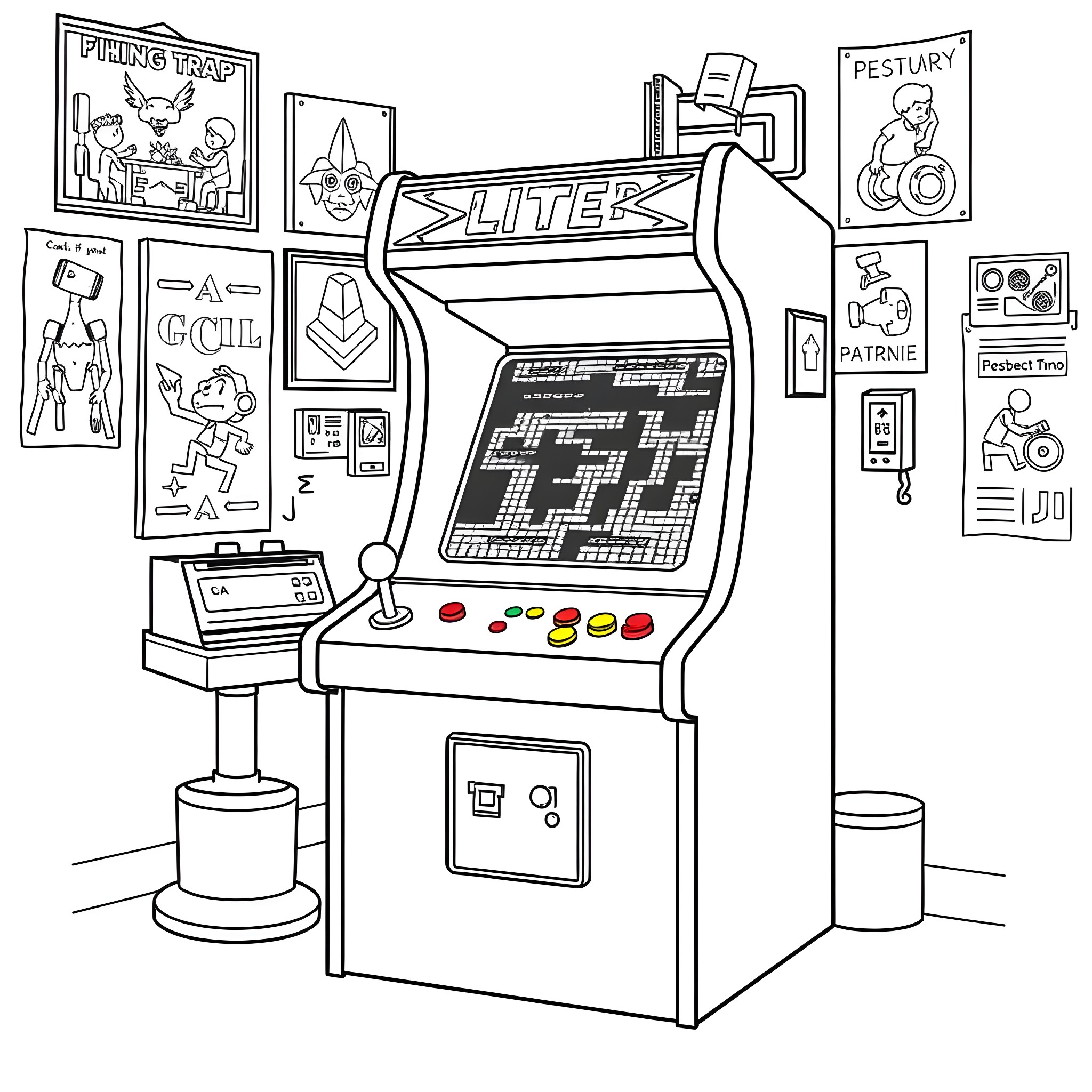 1 Best Arcade Machine Coloring Pages (Free Printable PDFs)
