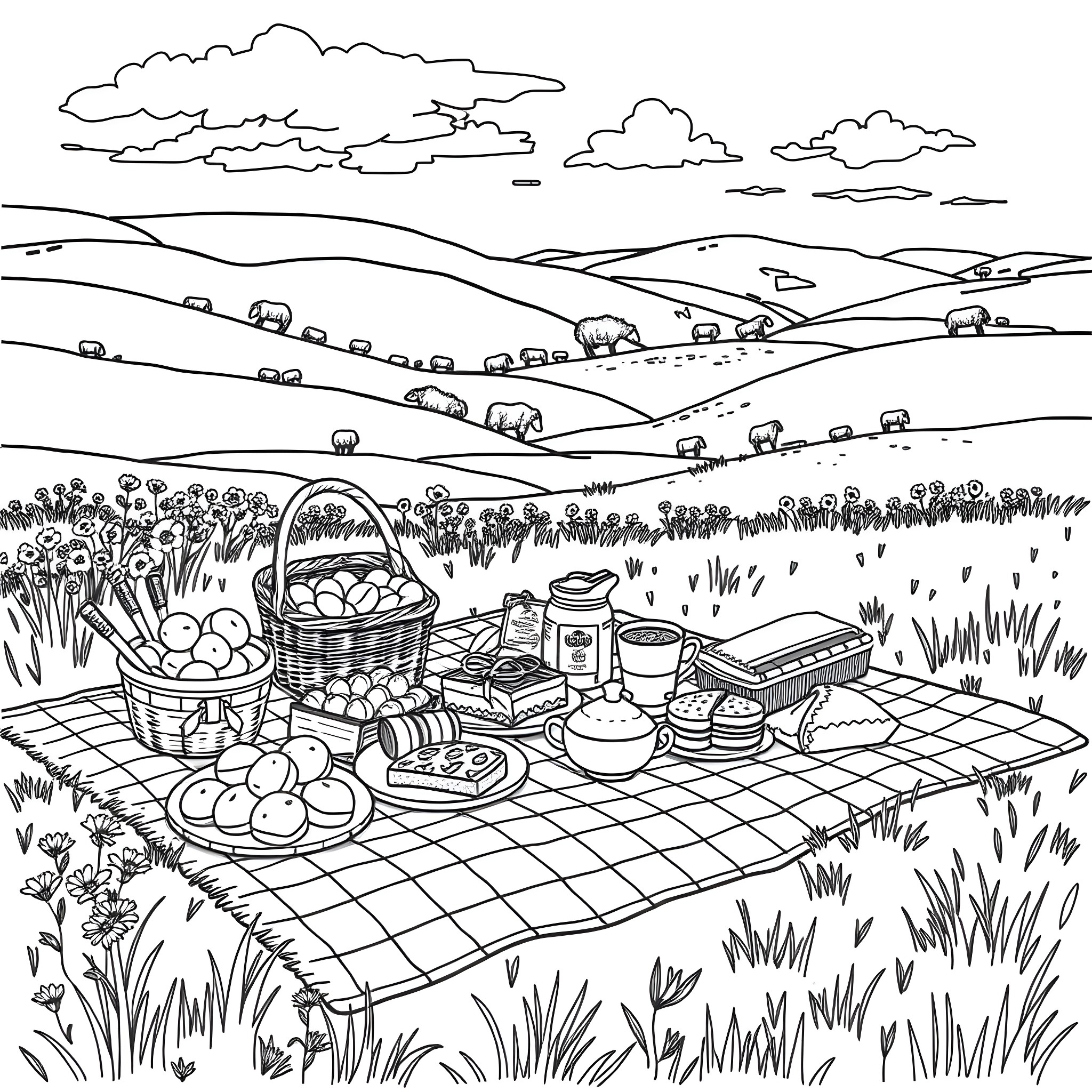 2 Best Picnic Coloring Pages (Free Printable PDFs)