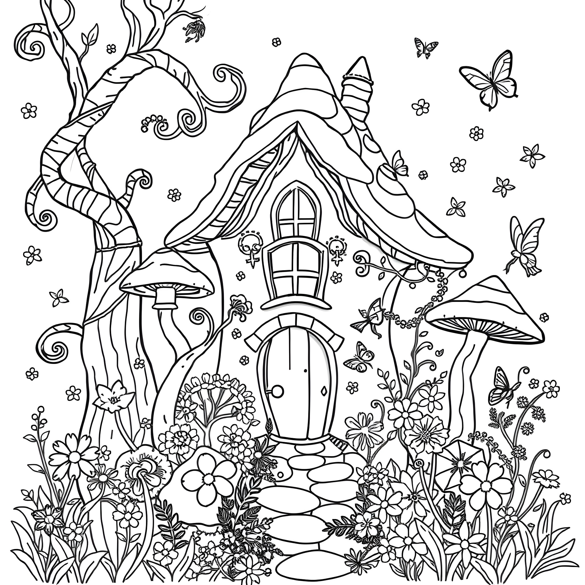Best Fairy House Coloring Pages (Free Printable PDF)