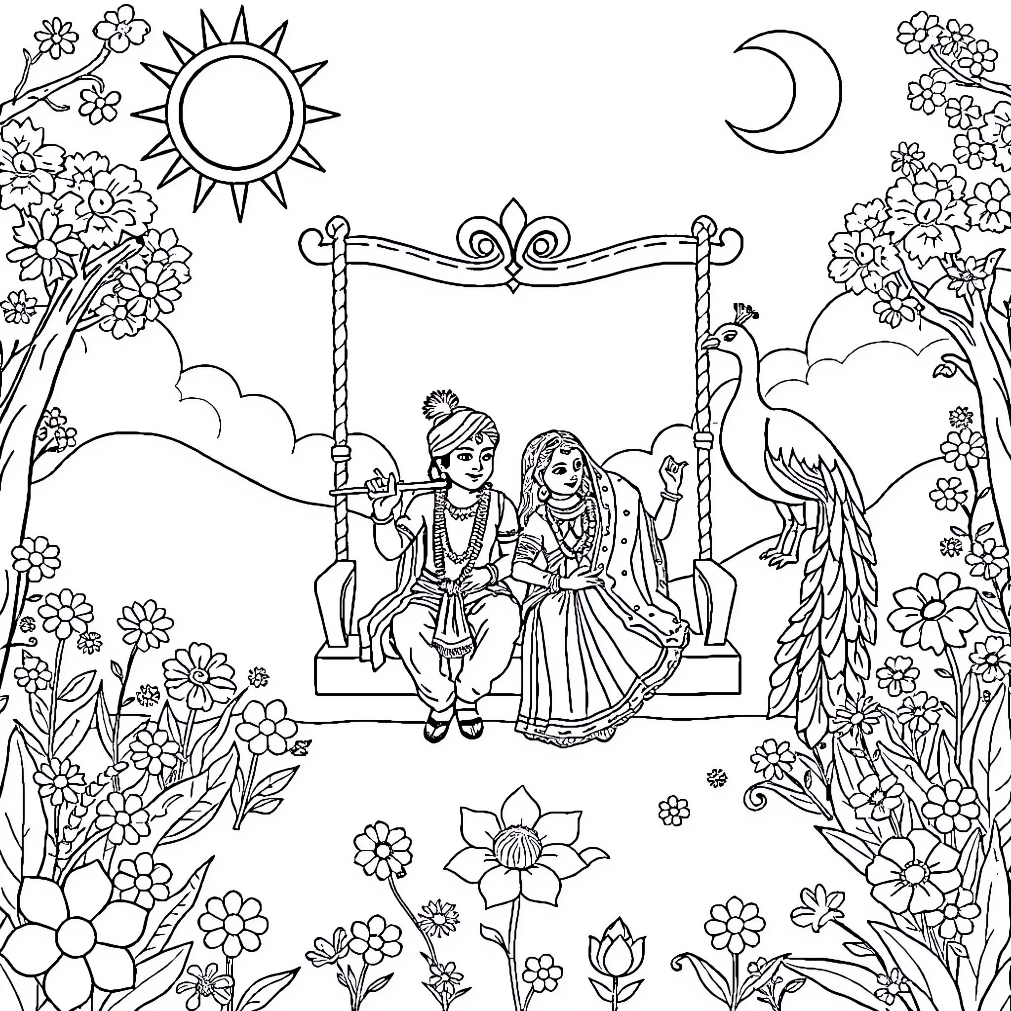 Best Radha and Krishna Coloring Pages (Free Printable PDF)