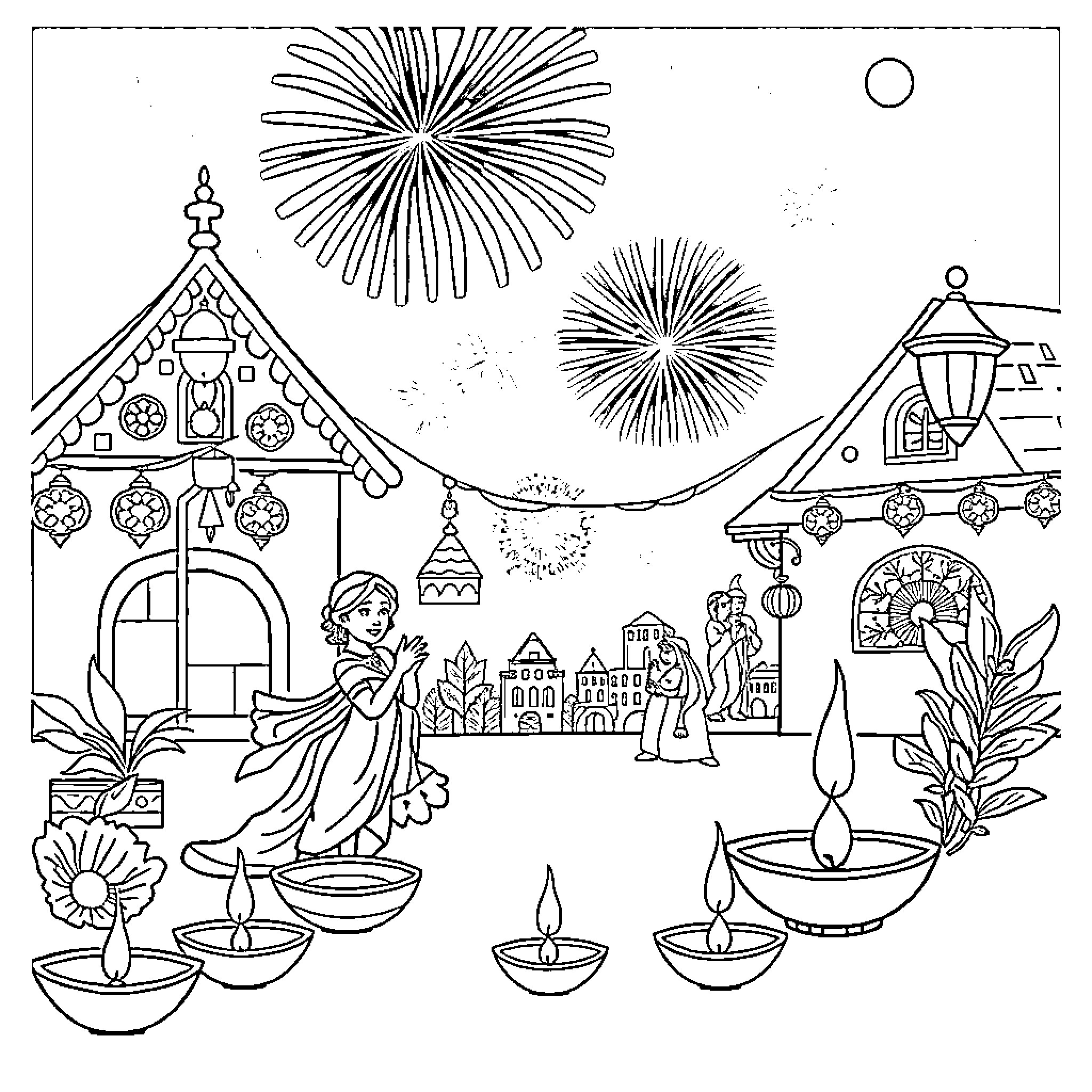 Best Diwali Coloring Pages (Free Printable PDF)