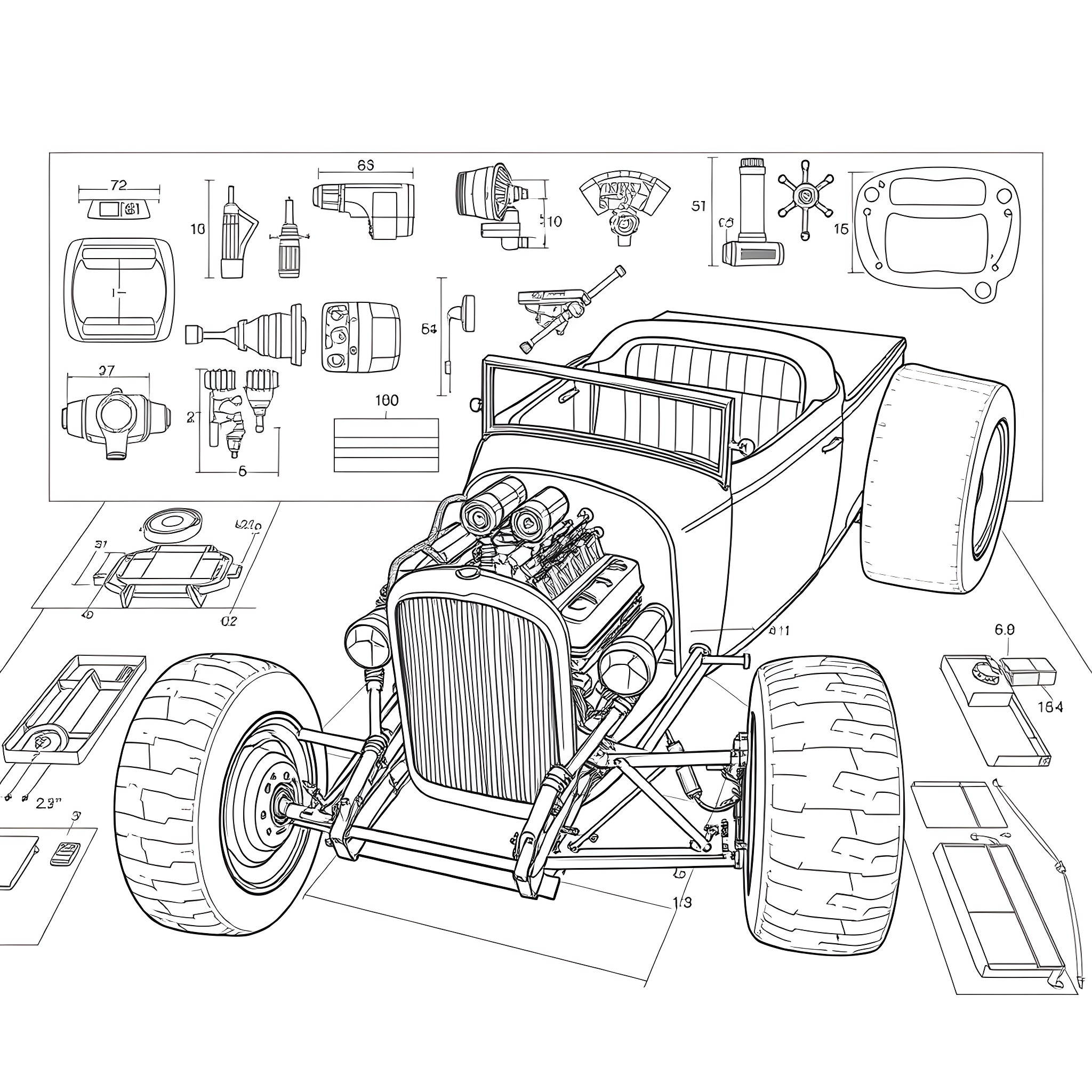 16 Best Hotrod Coloring Pages (Free Printable PDFs)