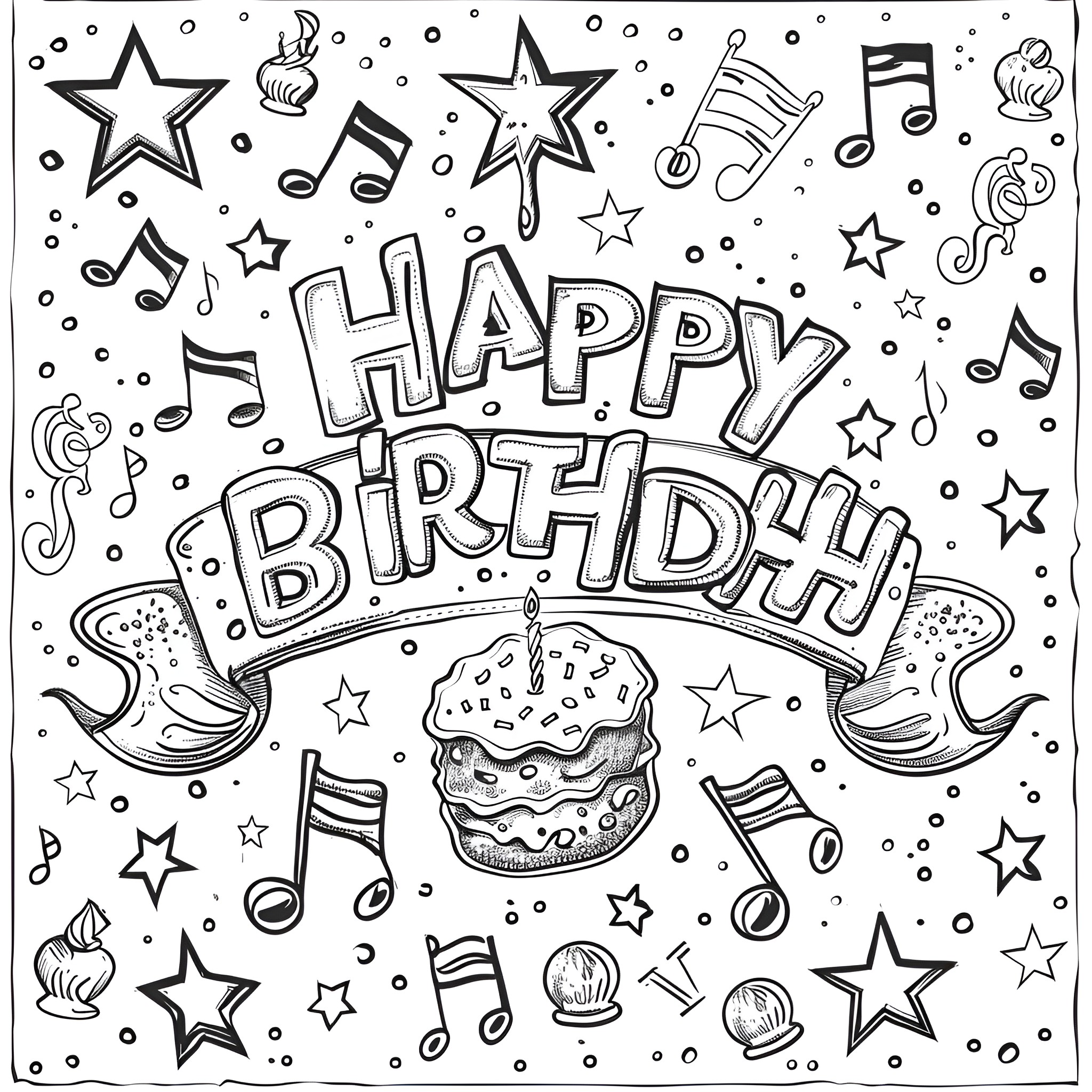 Best Happy Birthday Coloring Pages (Free Printable PDF)