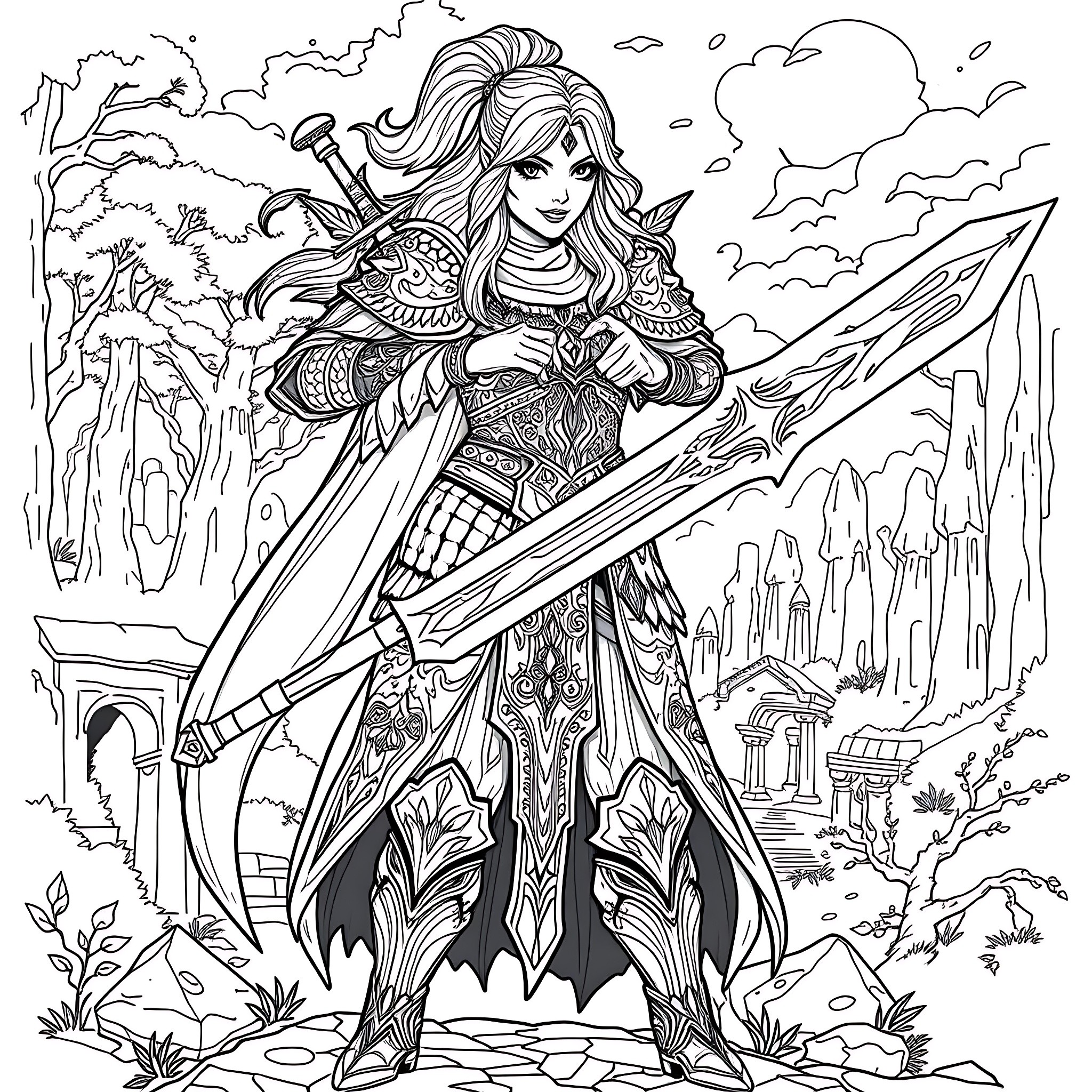 Best Fantasy Warrior Coloring Pages (Free Printable PDF)