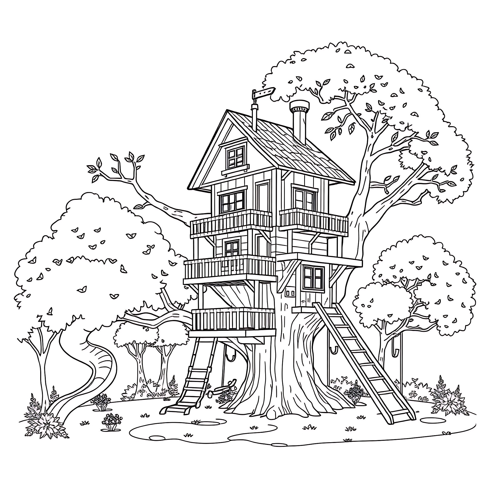 Best Treehouse Coloring Pages (Free Printable PDF)