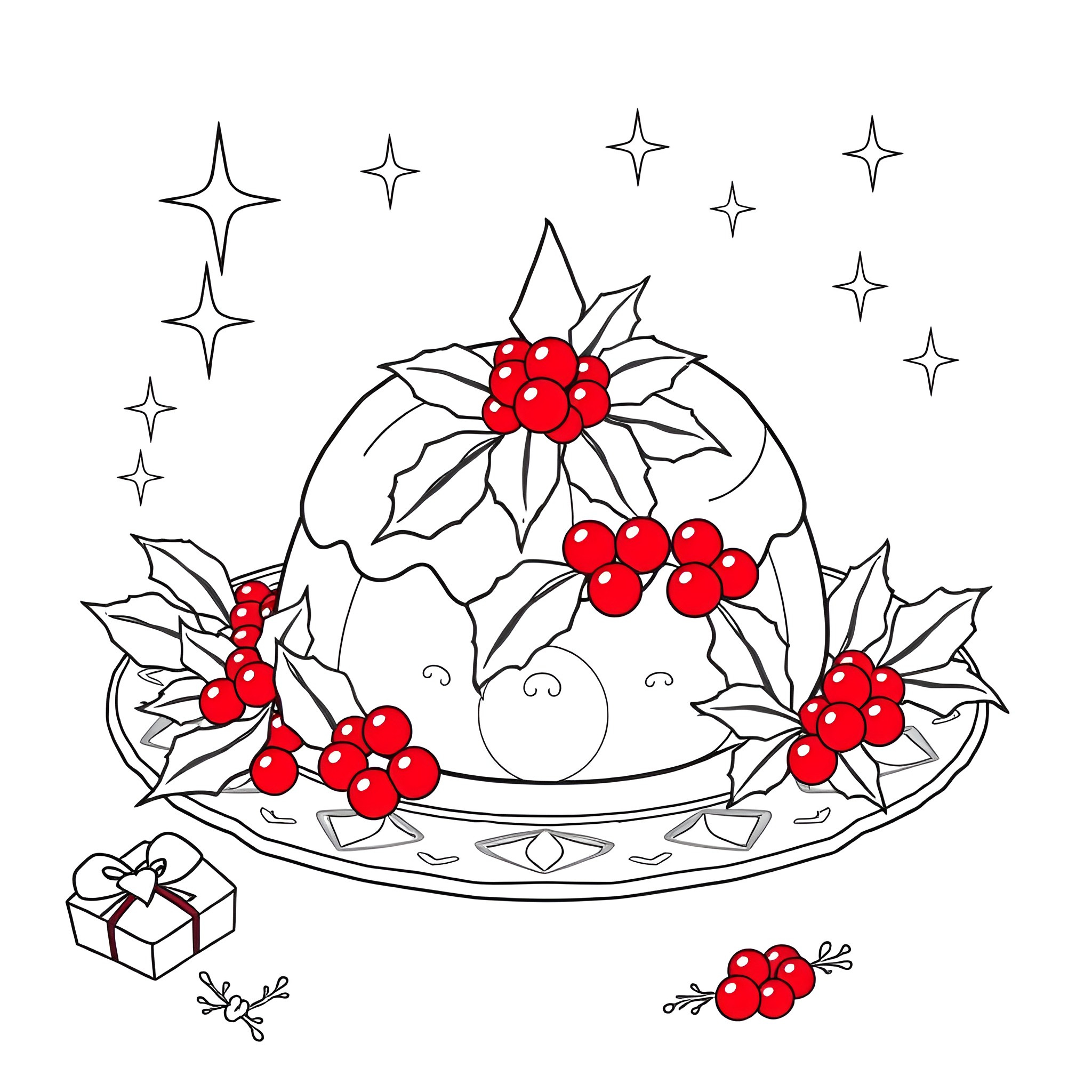2 Best Christmas Pudding Coloring Pages (Free Printable PDFs)