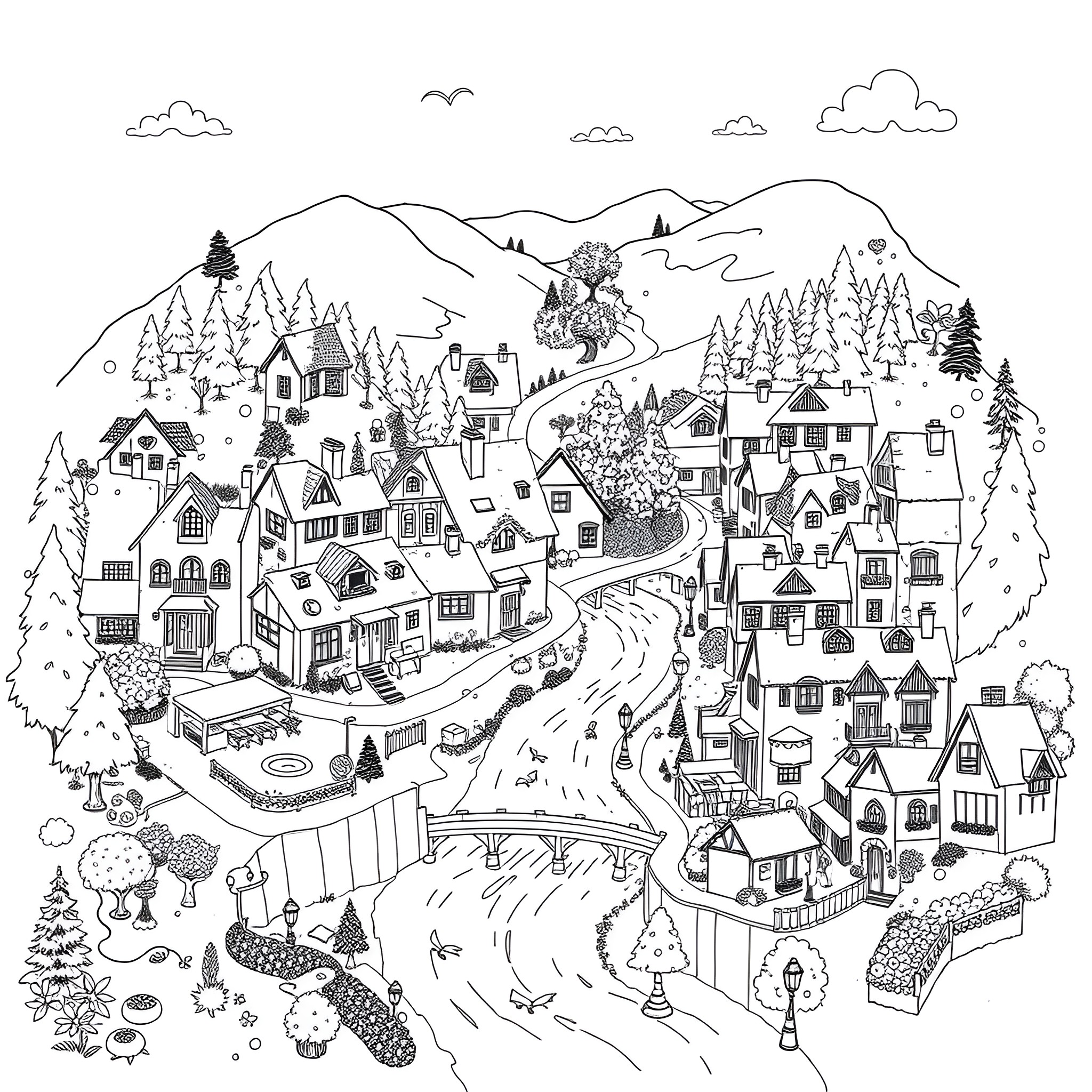 4 Best Christmas Town Coloring Pages (Free Printable PDFs)