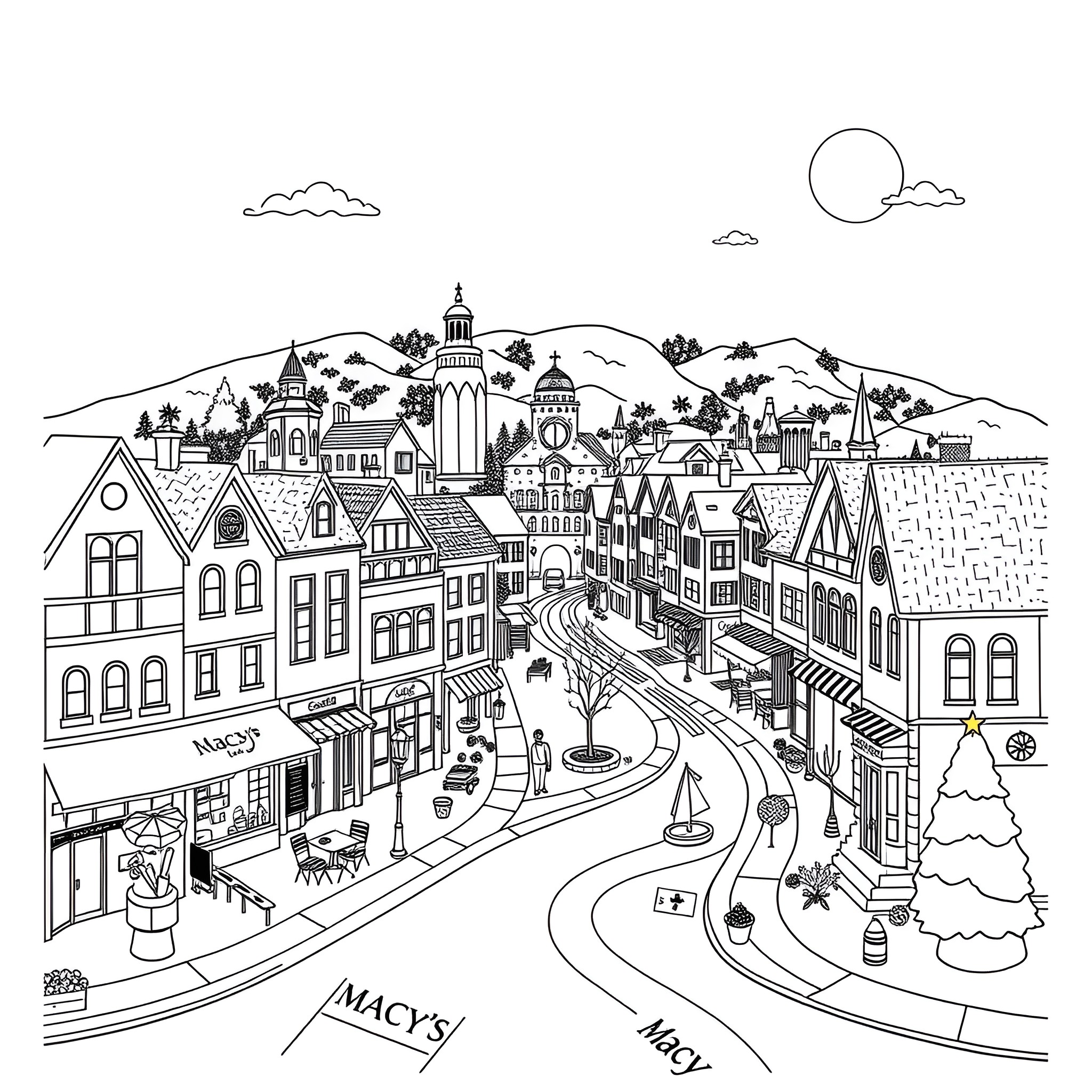 4 Best Christmas Town Coloring Pages (Free Printable PDFs)