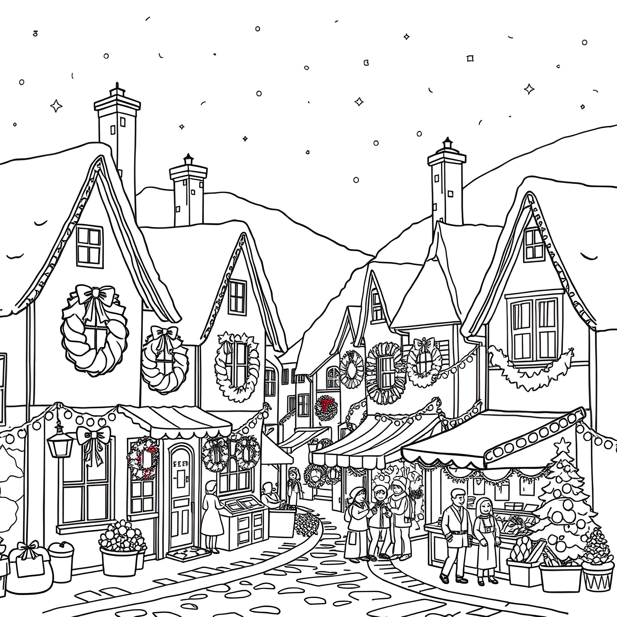 4 Best Christmas Town Coloring Pages (Free Printable PDFs)