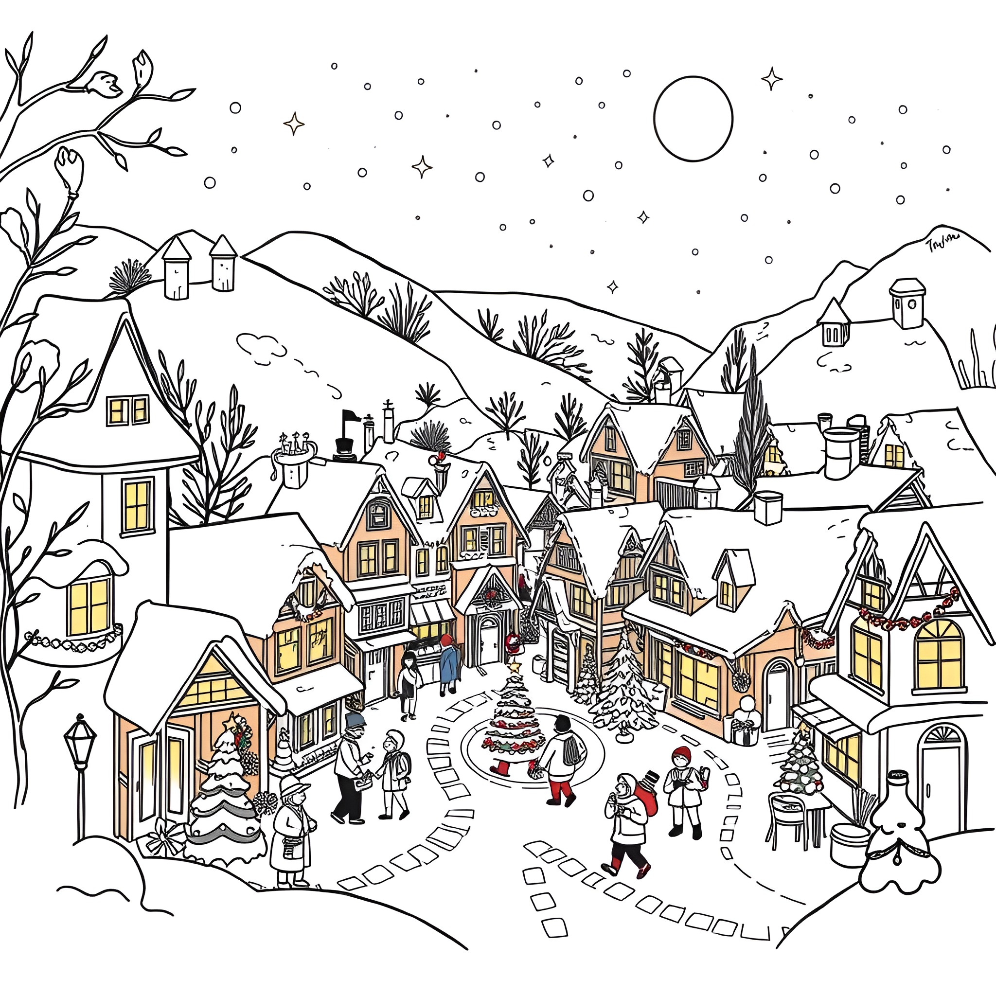 4 Best Christmas Town Coloring Pages (Free Printable PDFs)