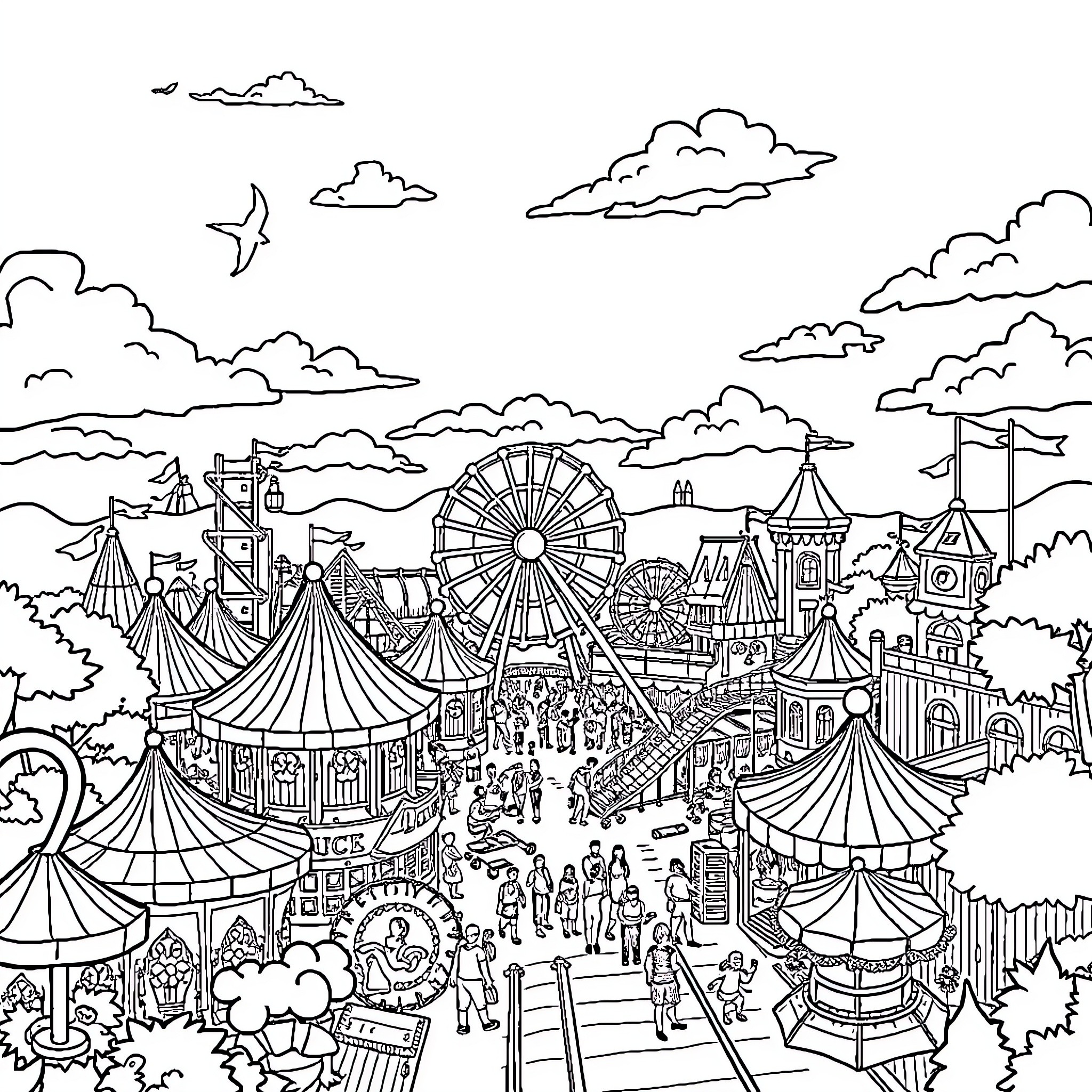 Best Amusement Park Coloring Pages (Free Printable PDF)