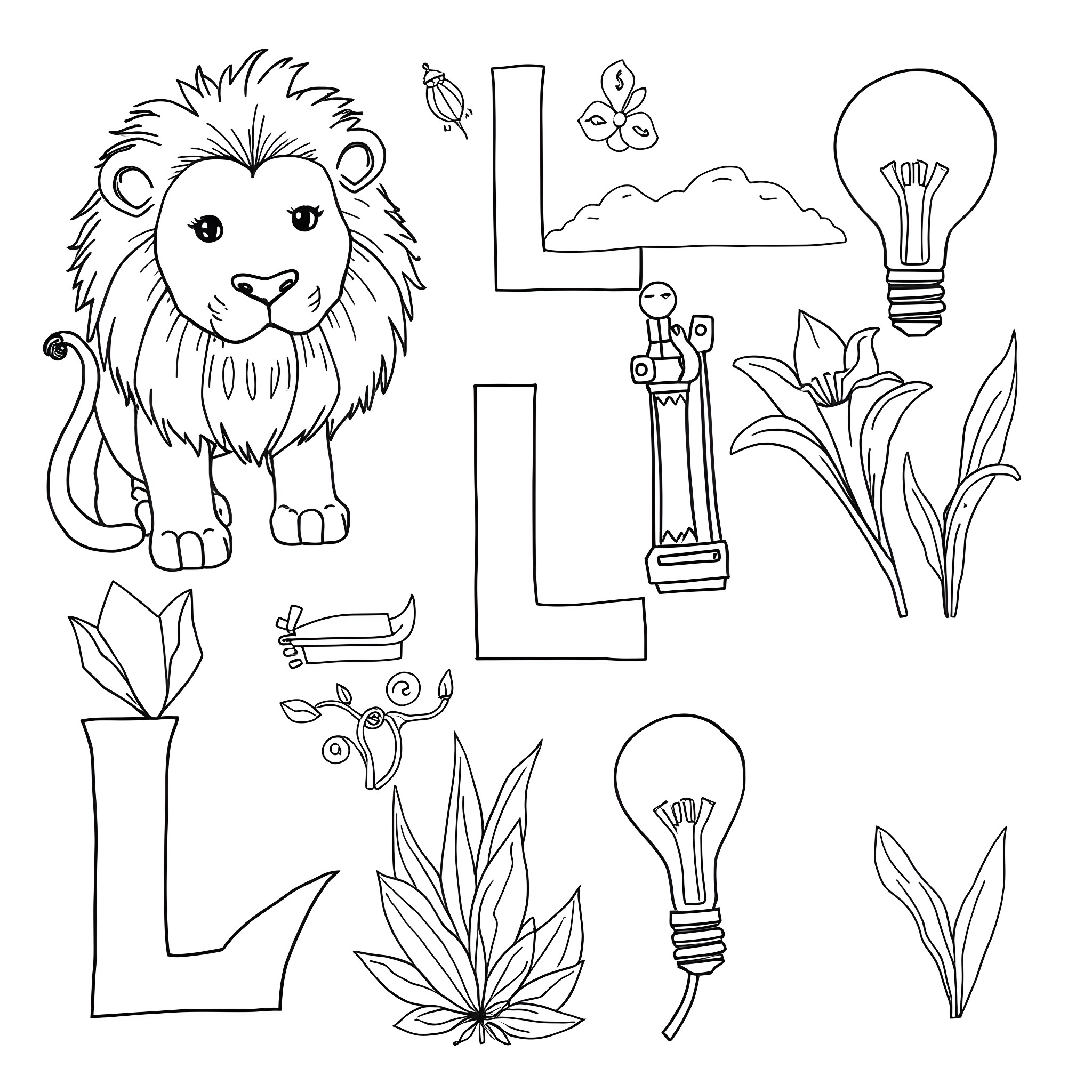 1 Best Things Starting with L Coloring Pages (Free Printable PDFs)