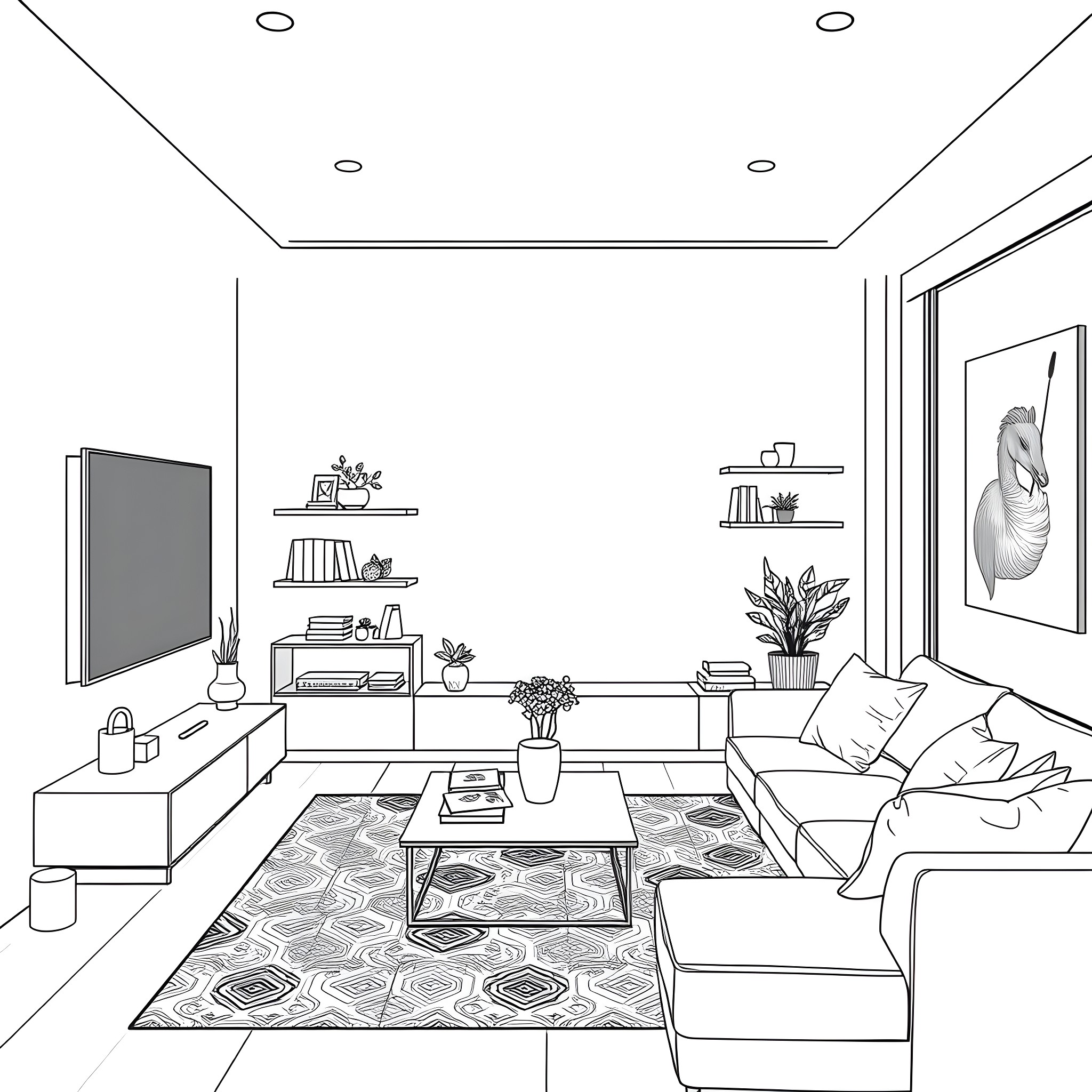 Best Living Room Coloring Pages (Free Printable PDF)