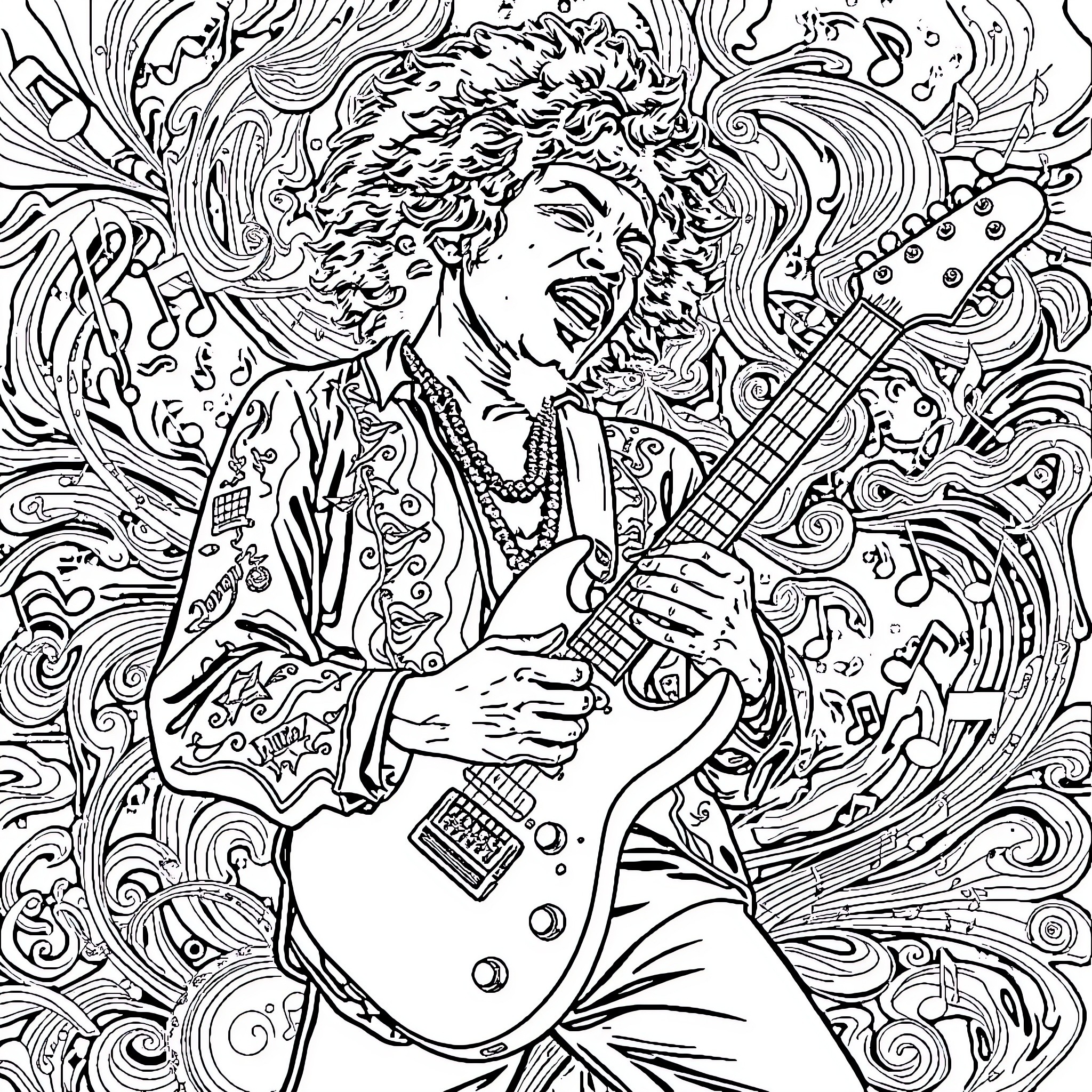 Best Jimi Hendrix Coloring Pages (Free Printable PDF)