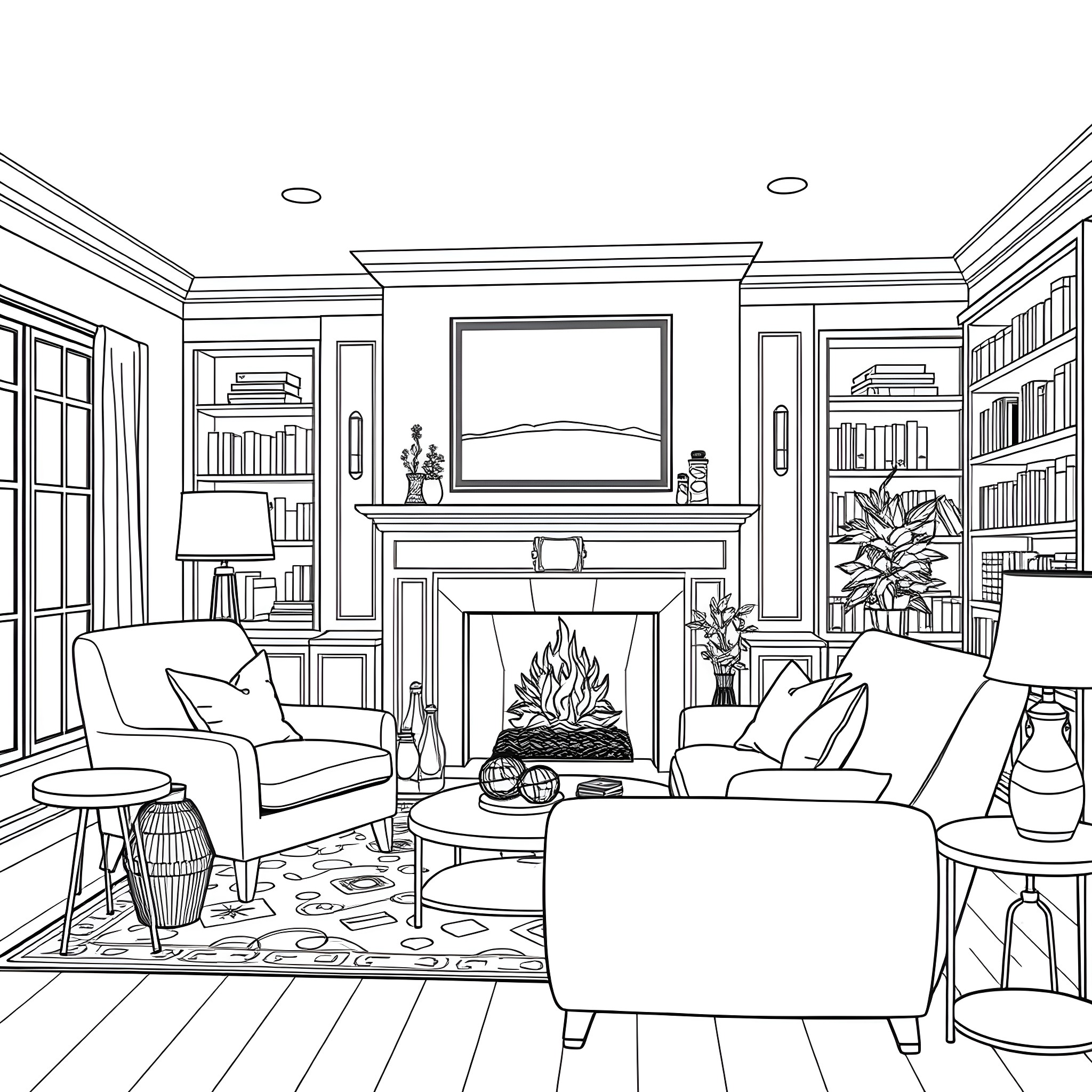 Best Living Room Coloring Pages (Free Printable PDF)