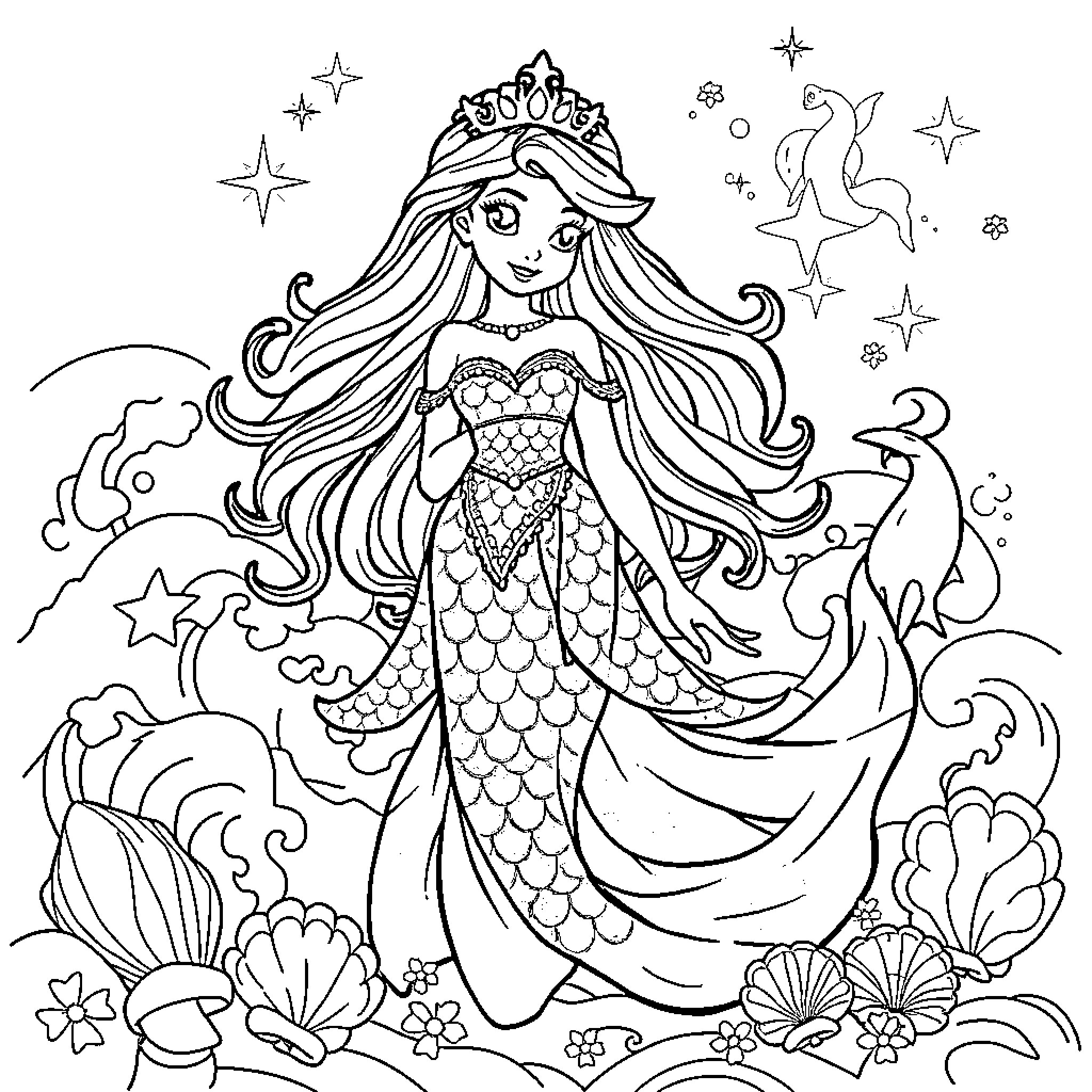 Best Water Princess Coloring Pages (Free Printable PDF)