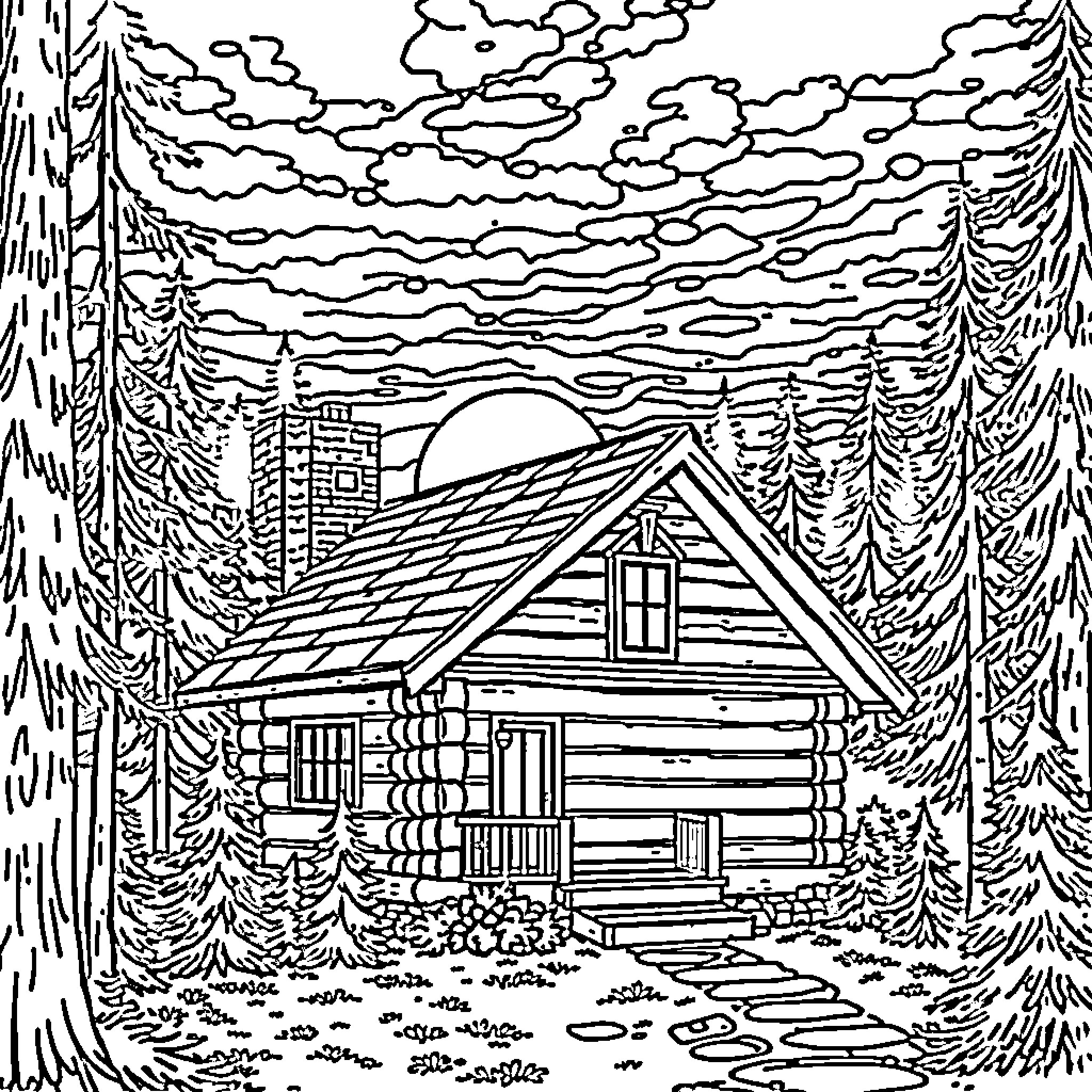 Best Log House Coloring Pages (Free Printable PDF)