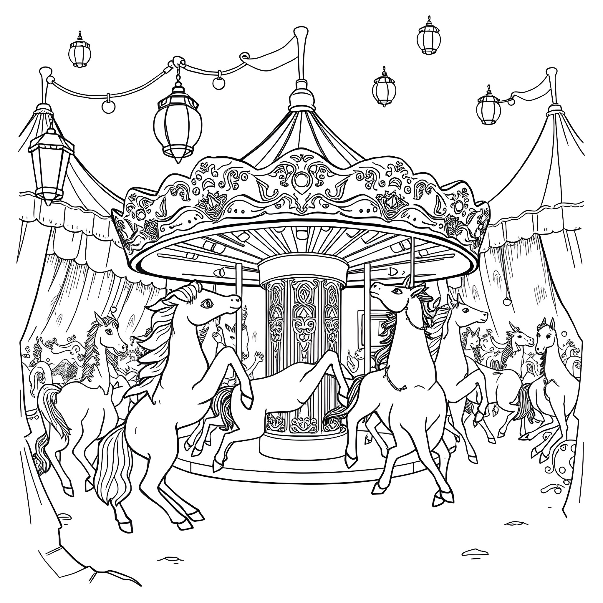 Best Carousel Coloring Pages (Free Printable PDF)