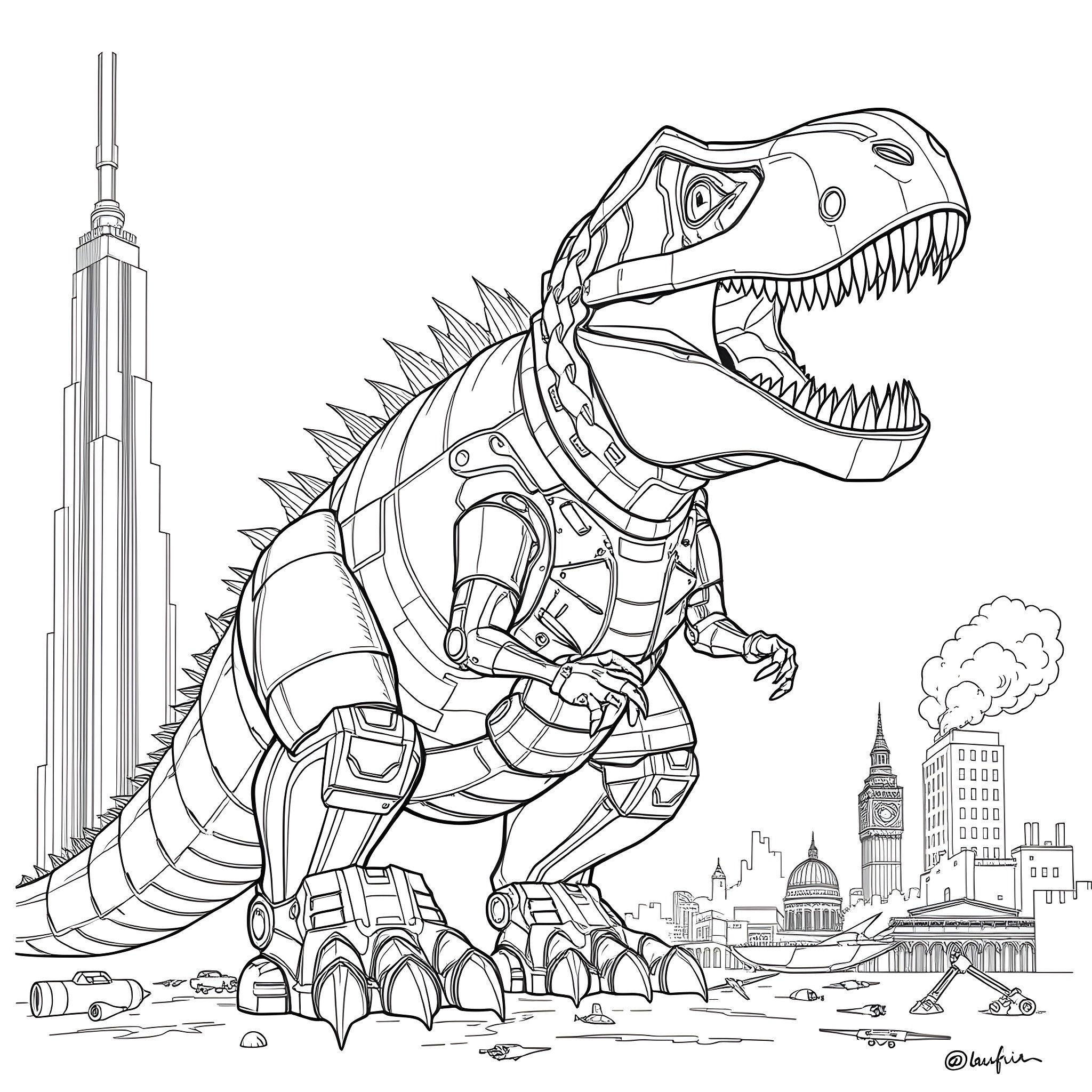 Best Mecha T-rex Coloring Pages (Free Printable PDF)