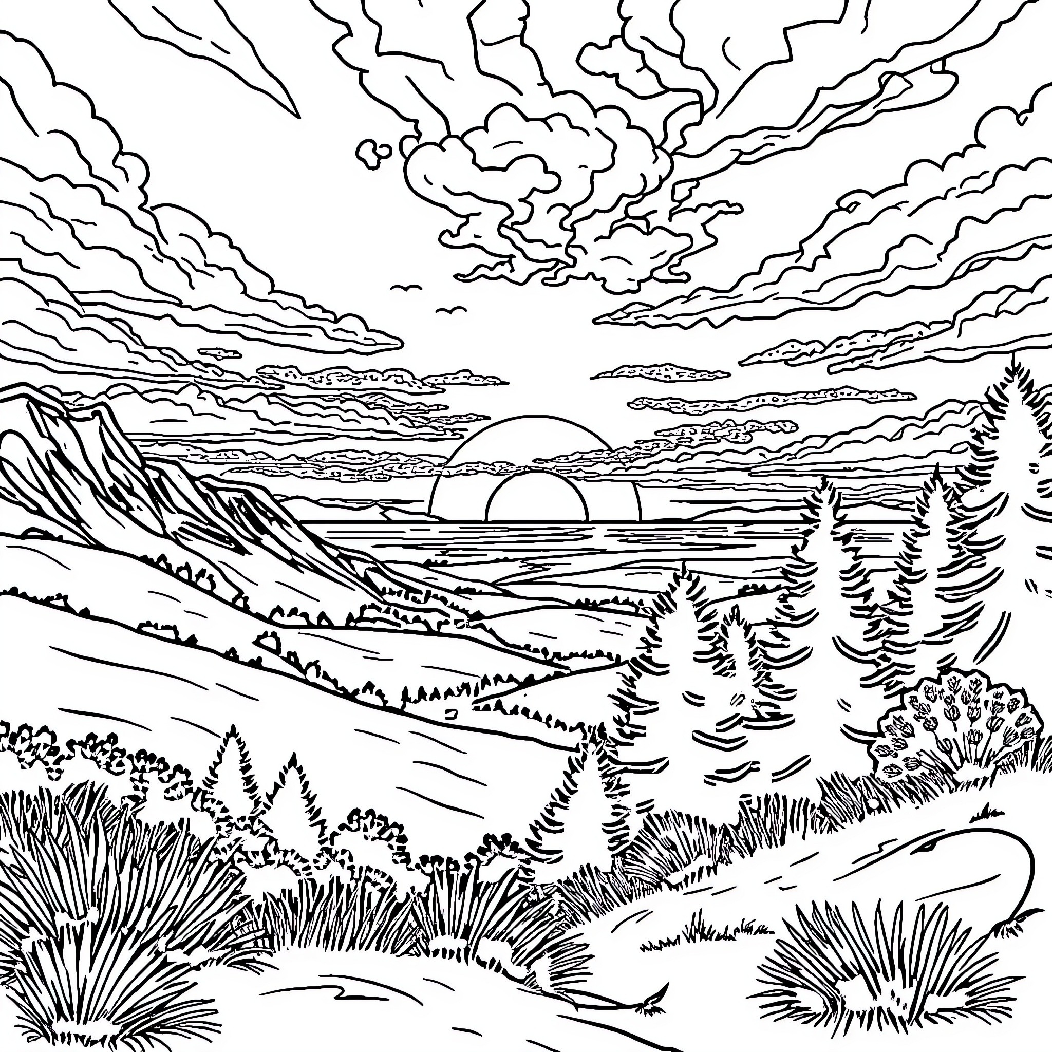 109 Best Sunset Coloring Pages (Free Printable PDFs)