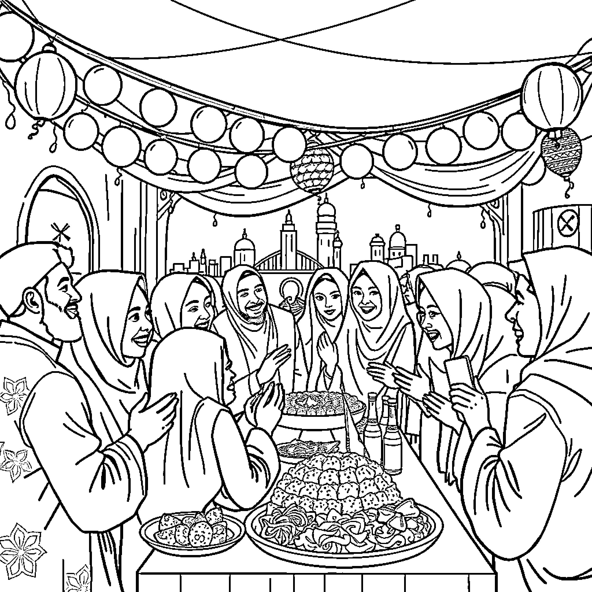 Best Muslim Party Coloring Pages (Free Printable PDF)
