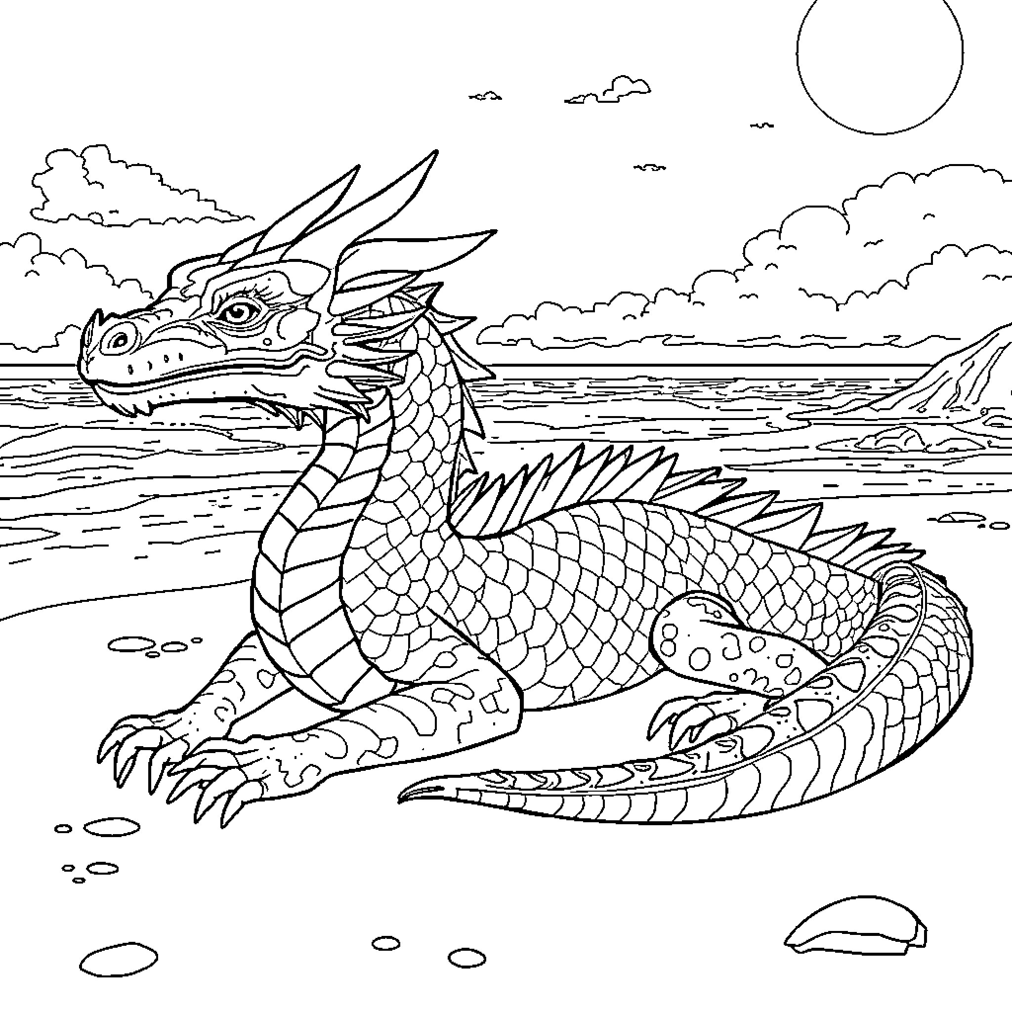 Best Water Dragon Coloring Pages (Free Printable PDF)